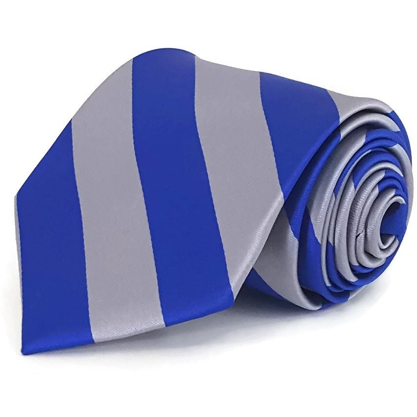 Livid 100% Woven Polyester Royal Blue and Silver Stripes Necktie ...